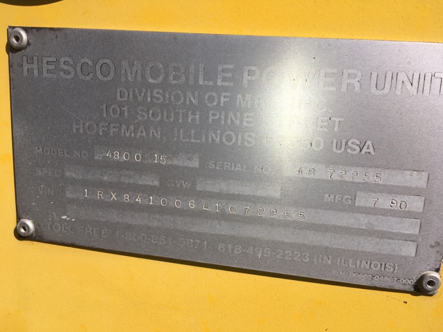 1990 Hesco Portable Power Unit SOLD SOLD SOLD – Bauer Tree Equipment
